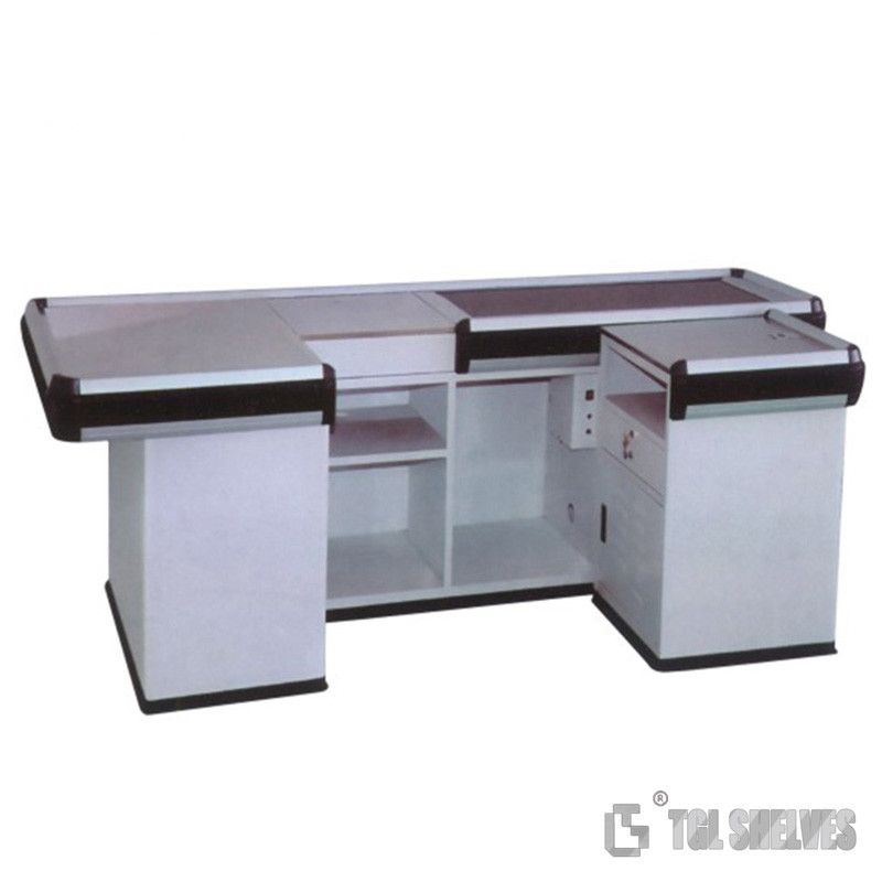Iron Retail Check Out Counter , Cash Counter Table For Supermarket 1800 ...