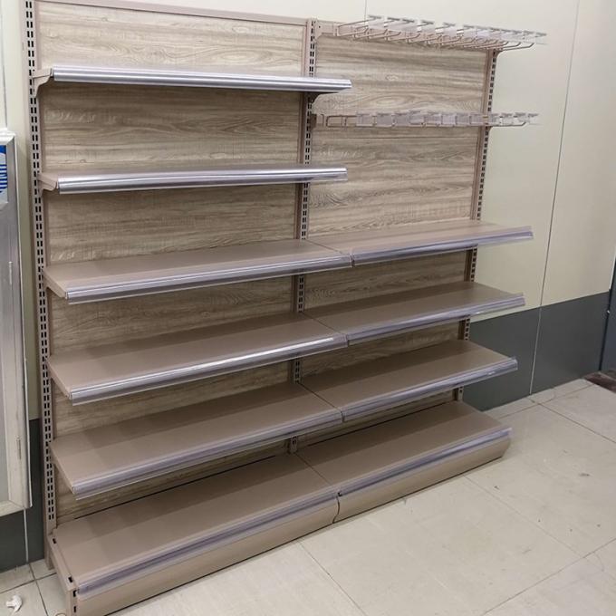 16mm Thick Wooden Convenience Store Display Shelves Light Duty Gondola ...
